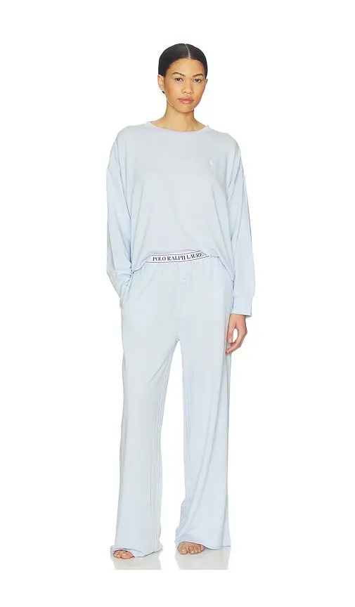 Polo Ralph Lauren Crew Neck & Wide Leg Pant Set - Xenon Blue