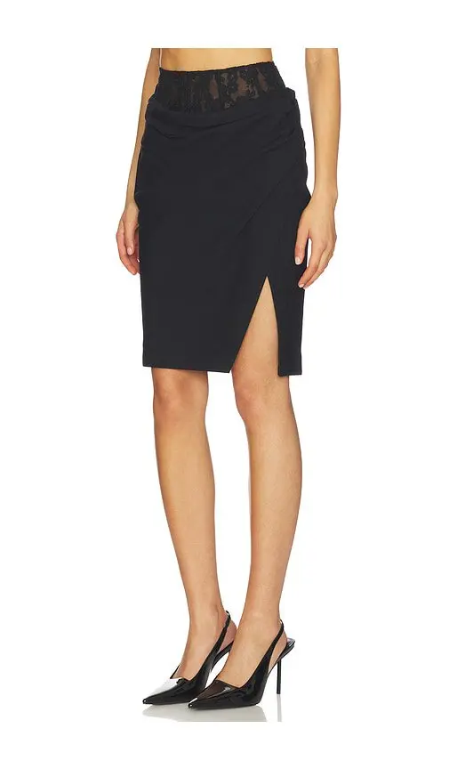 MARKGONG Lace Panel Midi Skirt