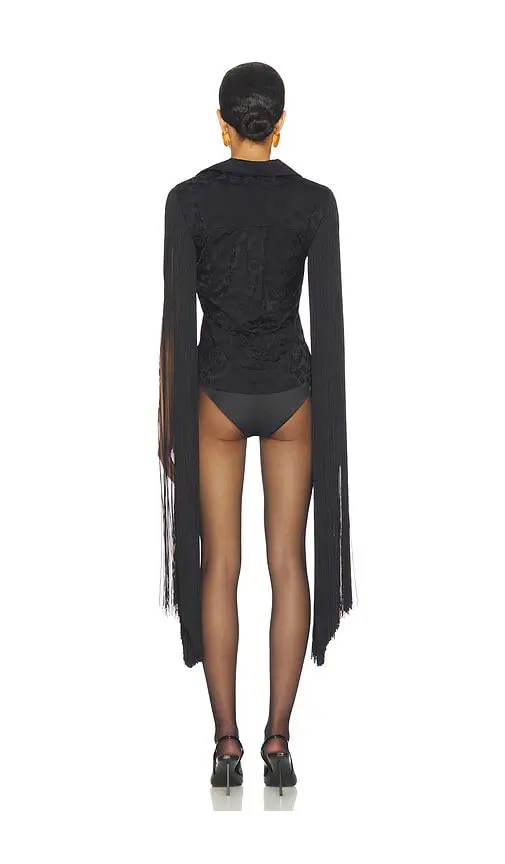 MARKGONG Jacquard Fringe-sleeve Shirt