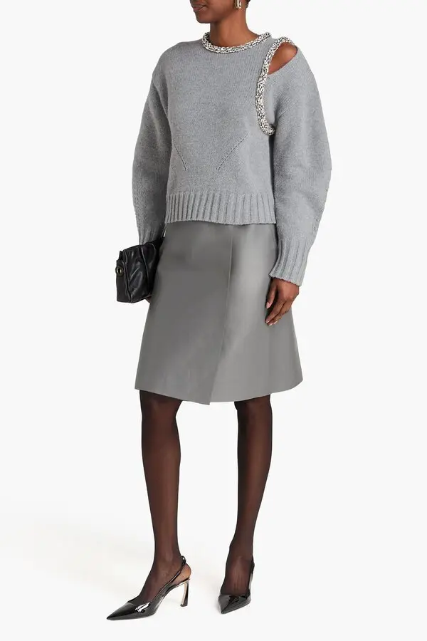 Simkhai Monroe Cutout Crystal-embellished Wool-blend Sweater - Gray