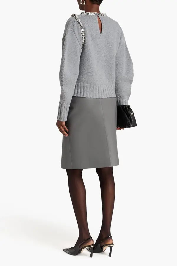 Simkhai Monroe Cutout Crystal-embellished Wool-blend Sweater - Gray