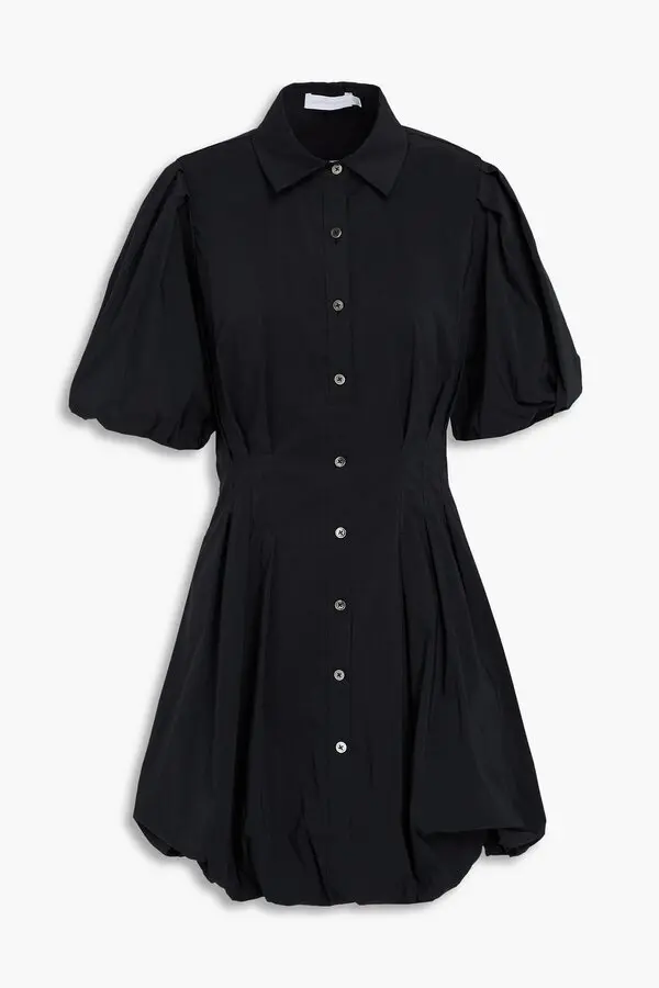 Simkhai Cleo Pintucked Mini Shirt Dress - Black