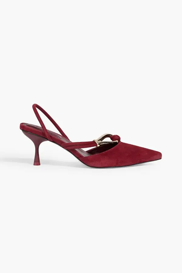 Simkhai Love Knot Embellished Slingback Pumps - Claret