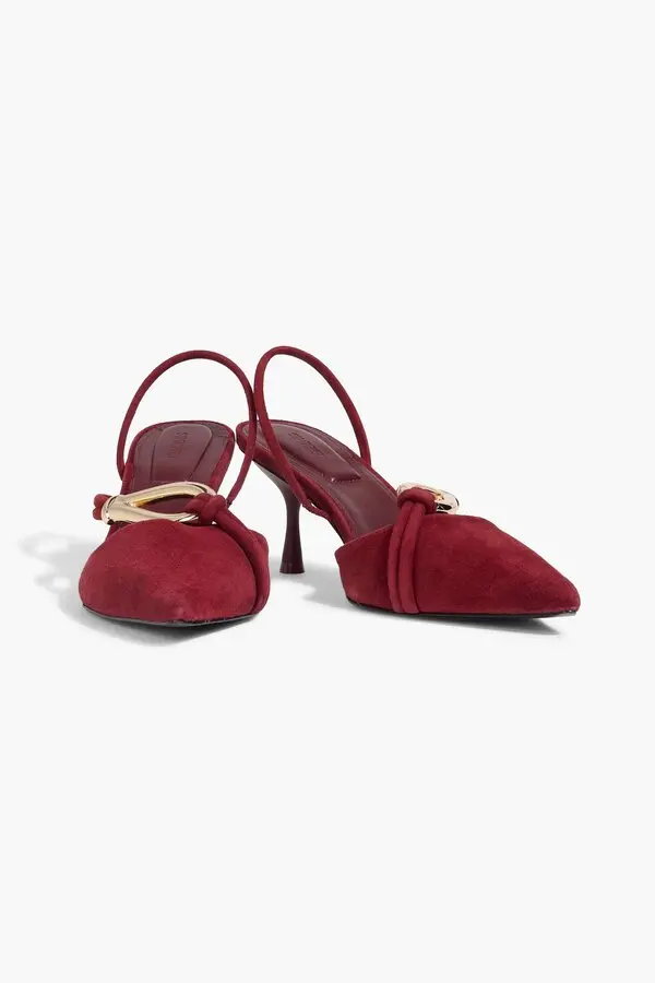 Simkhai Love Knot Embellished Slingback Pumps - Claret