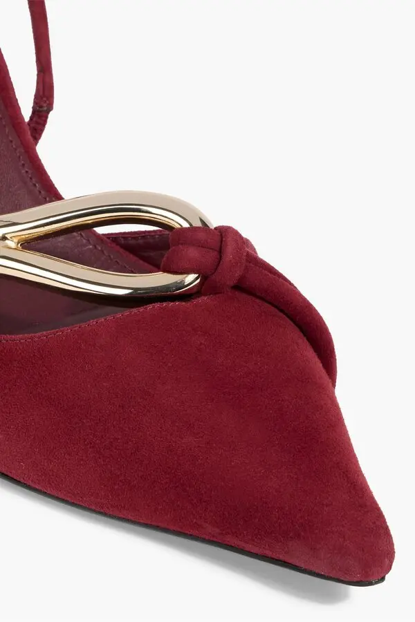 Simkhai Love Knot Embellished Slingback Pumps - Claret
