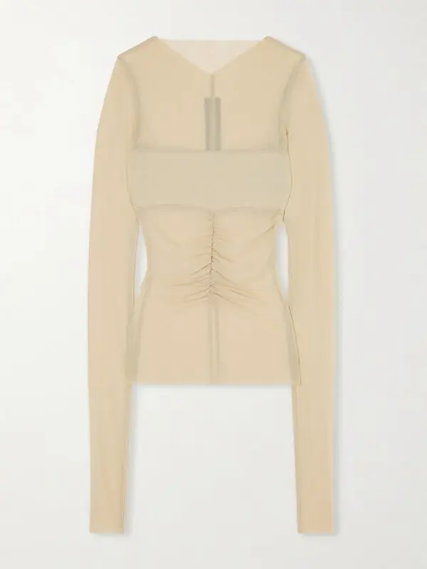Rick Owens Ruched Stretch-mesh T-shirt