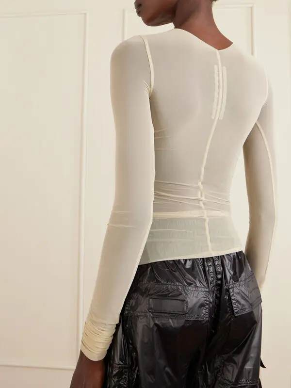 Rick Owens Ruched Stretch-mesh T-shirt