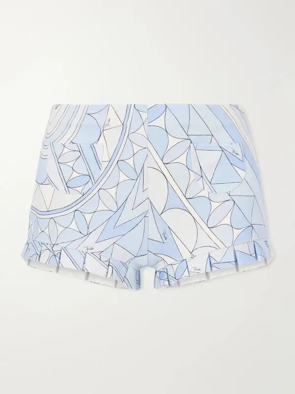 Emilio Pucci Pleated Printed Cotton-jersey Shorts