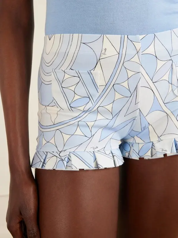 Emilio Pucci Pleated Printed Cotton-jersey Shorts