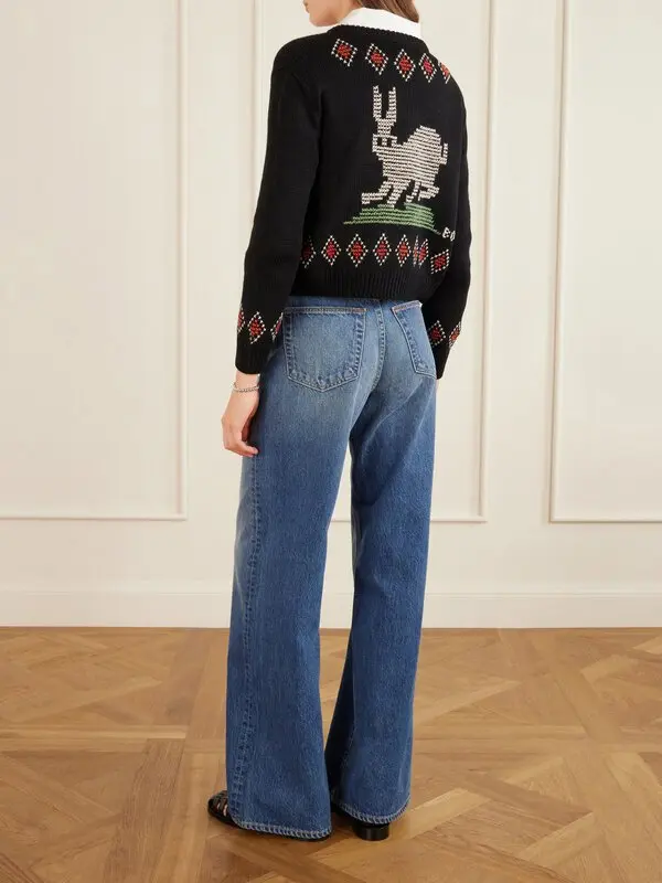 BODE Bunny Jacquard-knit Wool Cardigan
