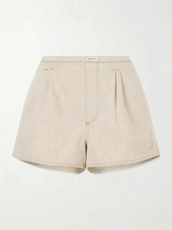 Jacquemus De-nîmes Amelo Pleated Cotton And Hemp-blend Shorts