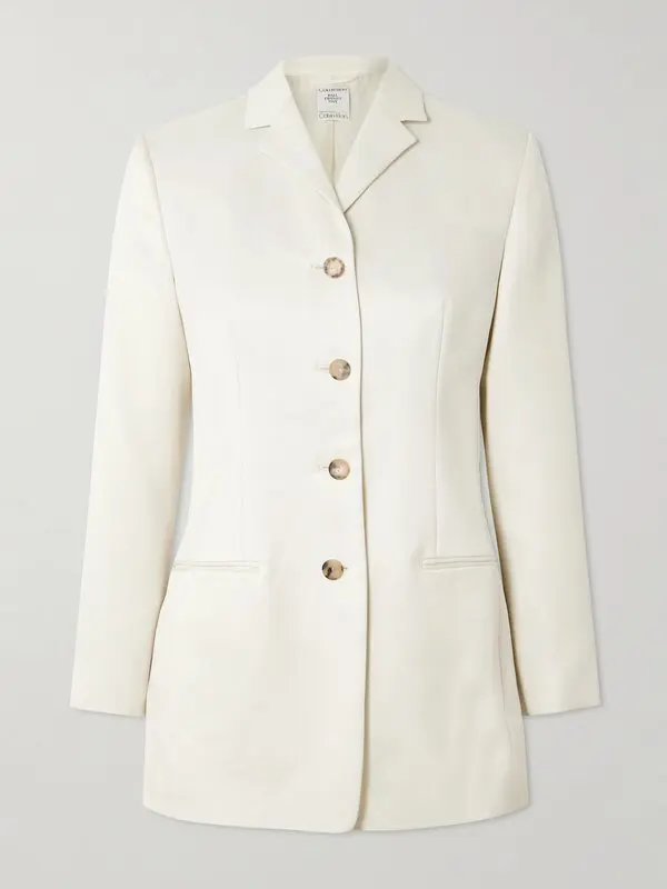 Calvin Klein Adrian Wool And Silk-blend Blazer - Neutrals