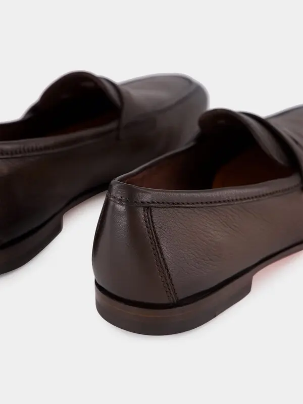Santoni Calf Leather Carlo Loafers - Brown