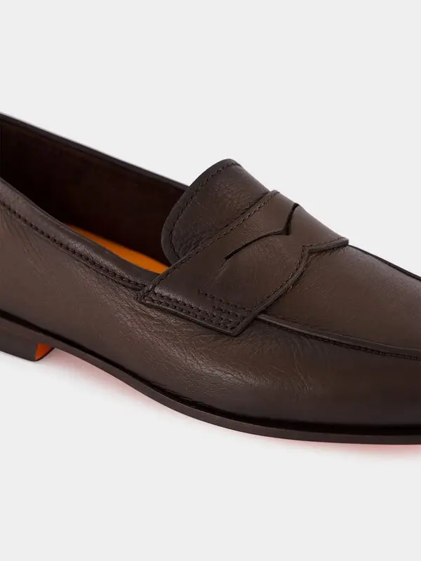 Santoni Calf Leather Carlo Loafers - Brown