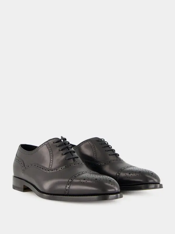 Manolo Blahnik Witney Leather Brogue Oxfords - Black