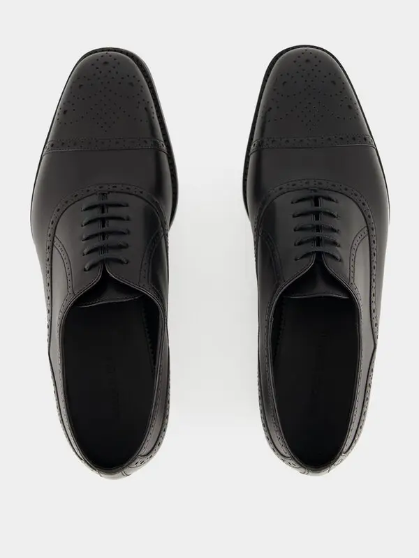 Manolo Blahnik Witney Leather Brogue Oxfords - Black