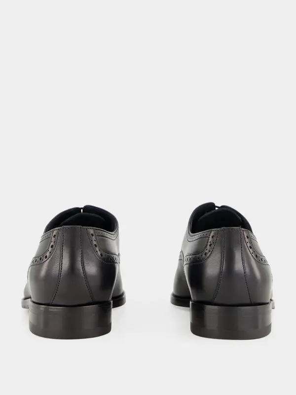 Manolo Blahnik Witney Leather Brogue Oxfords - Black