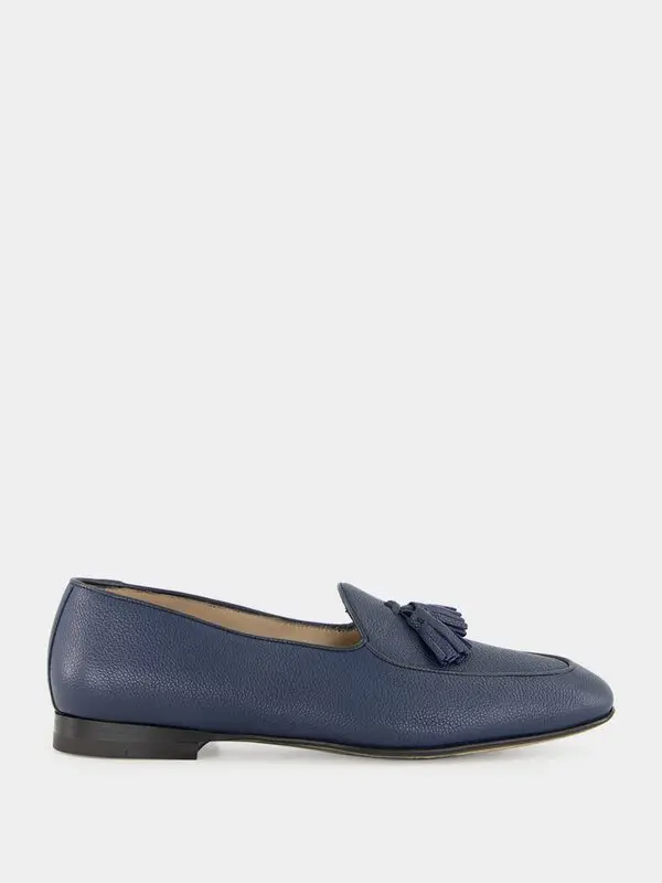 Manolo Blahnik Lennox Leather Tassel Loafers - Blue