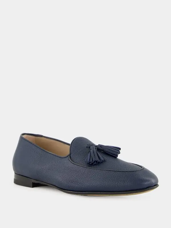 Manolo Blahnik Lennox Leather Tassel Loafers - Blue