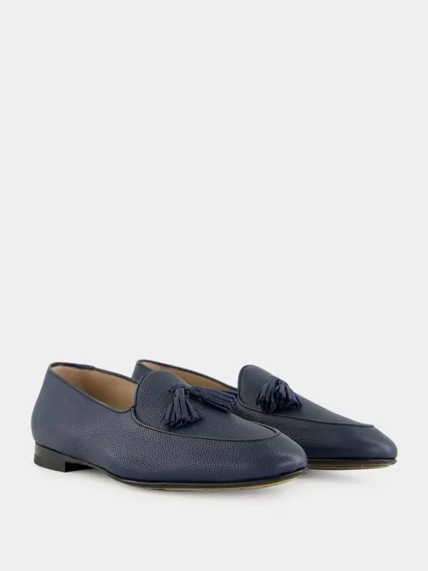 Manolo Blahnik Lennox Leather Tassel Loafers - Blue