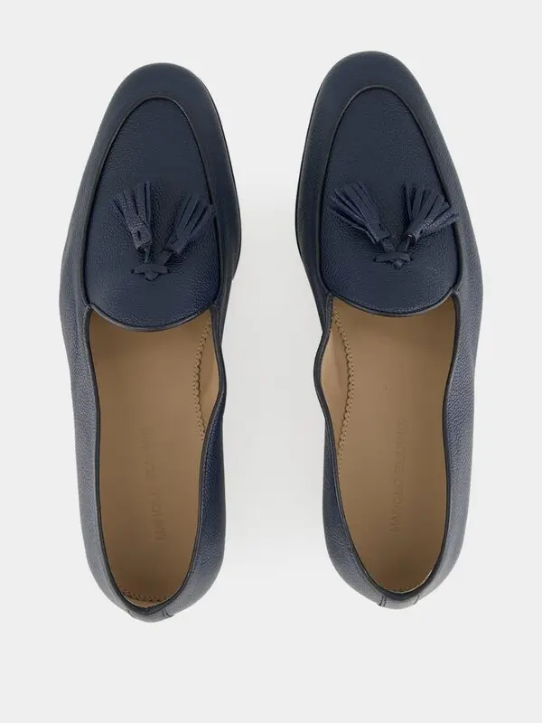 Manolo Blahnik Lennox Leather Tassel Loafers - Blue
