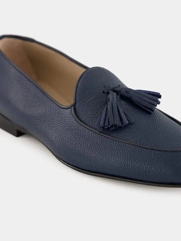 Manolo Blahnik Lennox Leather Tassel Loafers - Blue