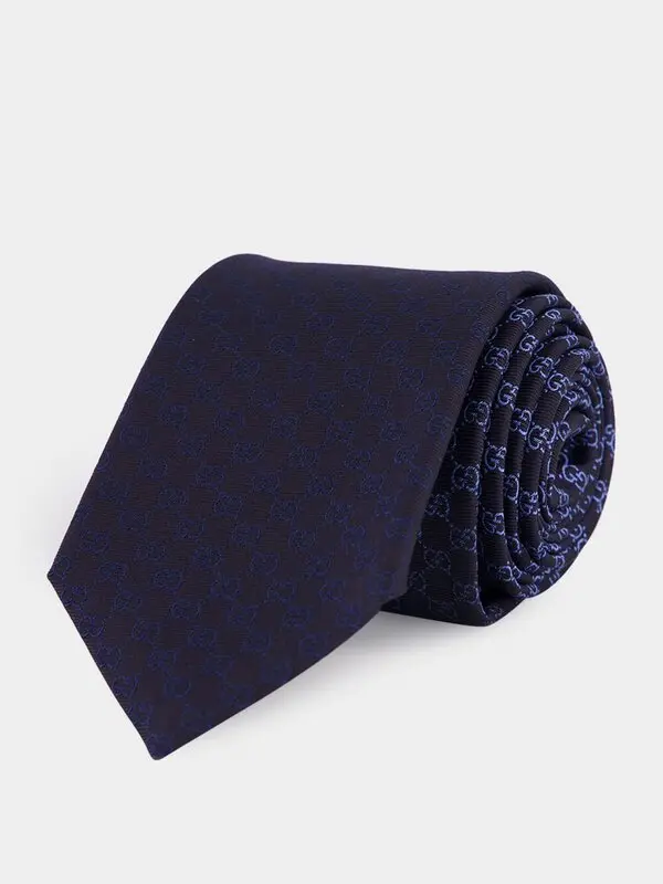 Gucci Gg Silk Jacquard Neck Tie - Blue