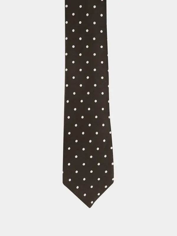 TOM FORD Dark Chocolate Polka Dot Satin Silk Neck Tie - Brown