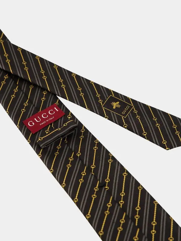 Gucci Horsebit Jacquard Silk Neck Tie - Multicolour