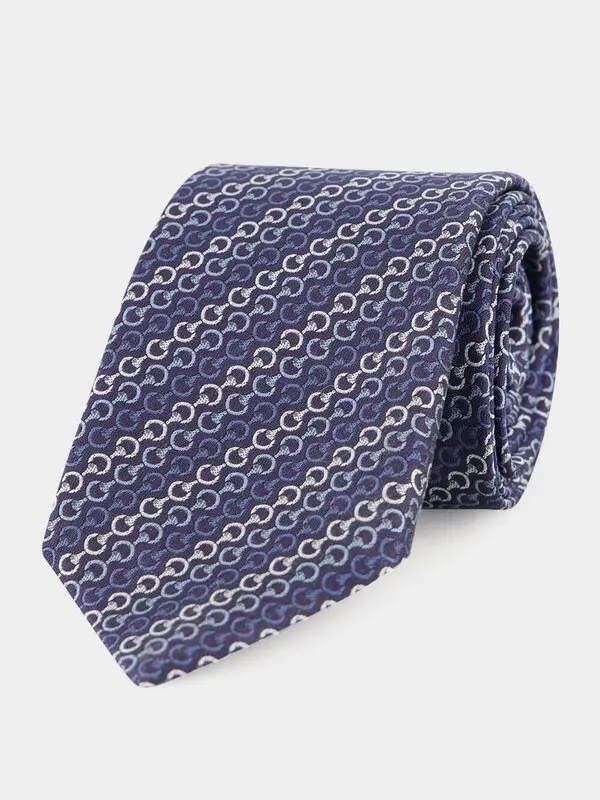 Gucci Horsebit Silk Jacquard Neck Tie - Blue