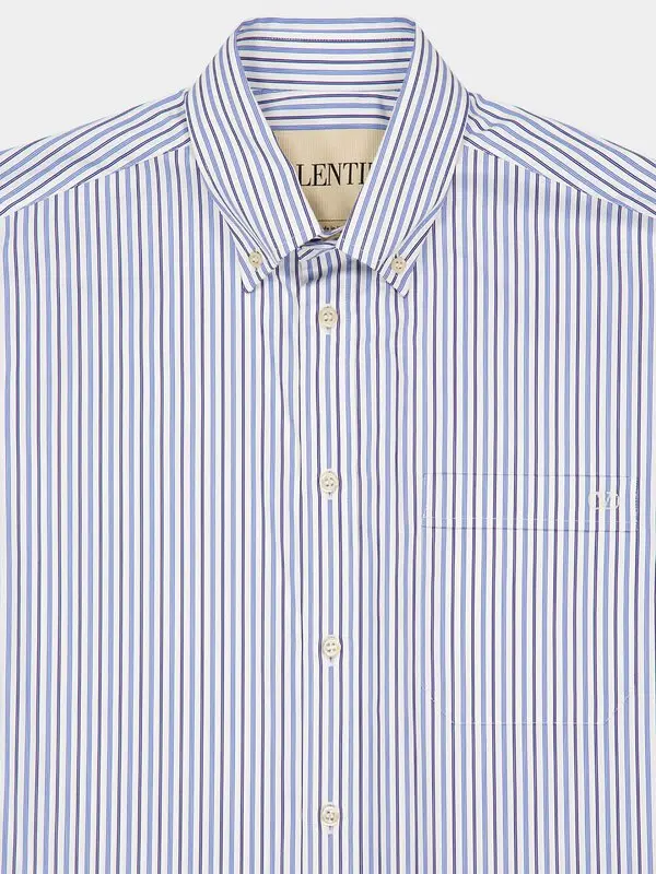 Valentino Garavani Striped Cotton Long-sleeve Shirt - Blue