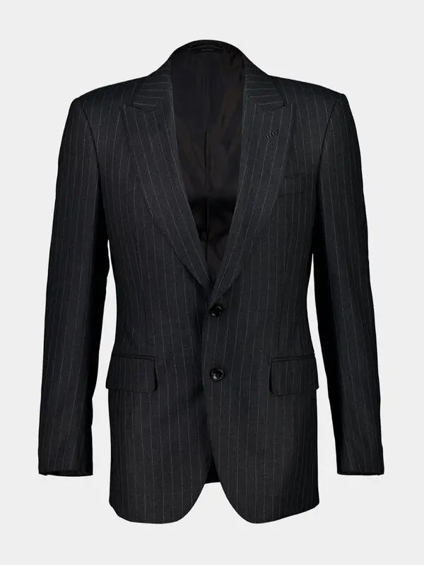 TOM FORD Dark Wool Pinstripe Blazer - Grey