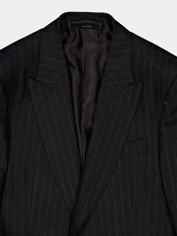 TOM FORD Dark Wool Pinstripe Blazer - Grey
