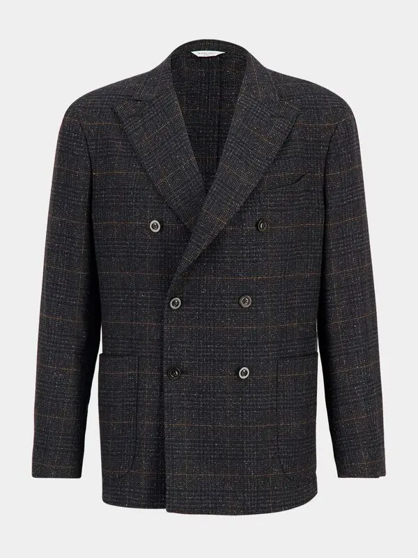 Boglioli Dark Double-breasted Wool-silk Blazer - Grey