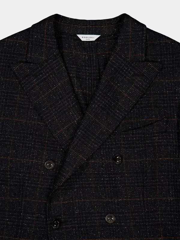 Boglioli Dark Double-breasted Wool-silk Blazer