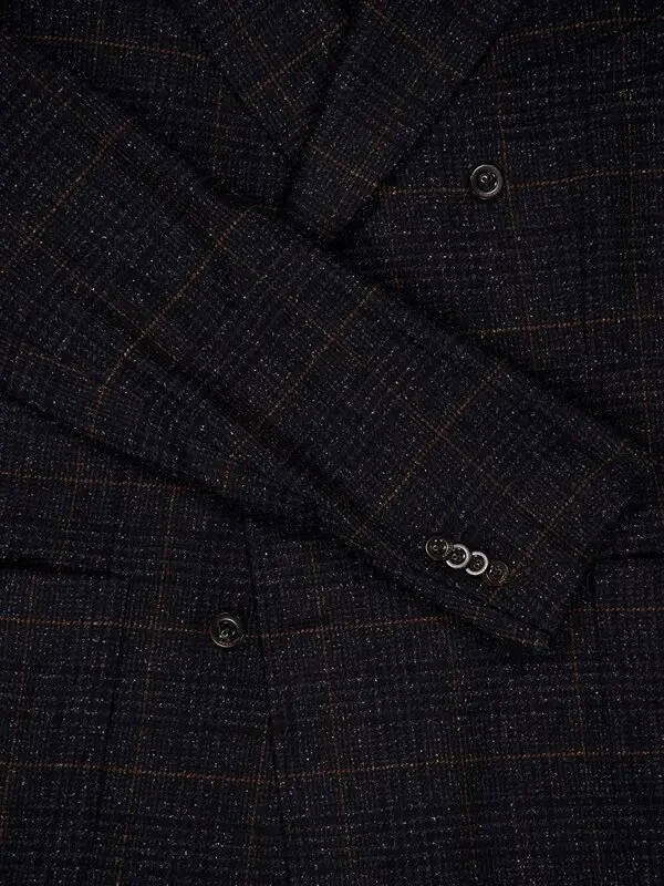 Boglioli Dark Double-breasted Wool-silk Blazer