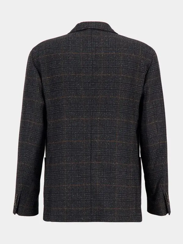 Boglioli Dark Double-breasted Wool-silk Blazer