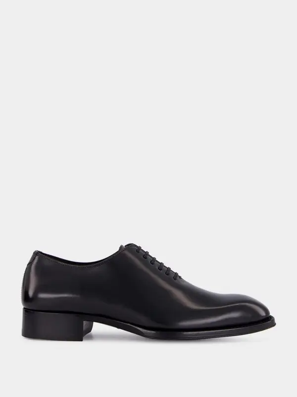 TOM FORD Burnished Leather Elkan Lace Up - Black