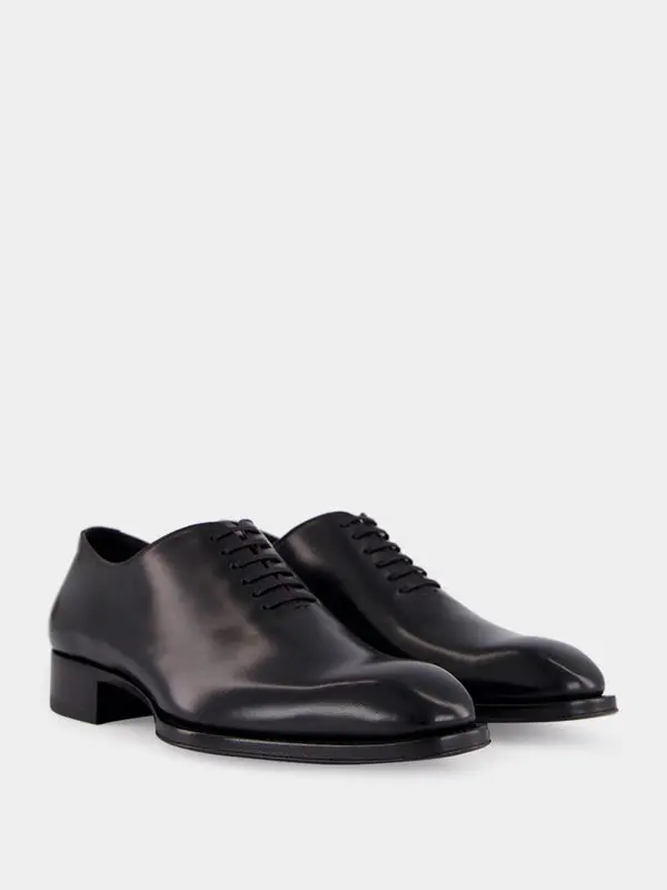 TOM FORD Burnished Leather Elkan Lace Up - Black