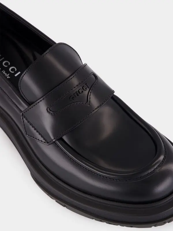 Gucci Leather Loafers With Tonal Logo