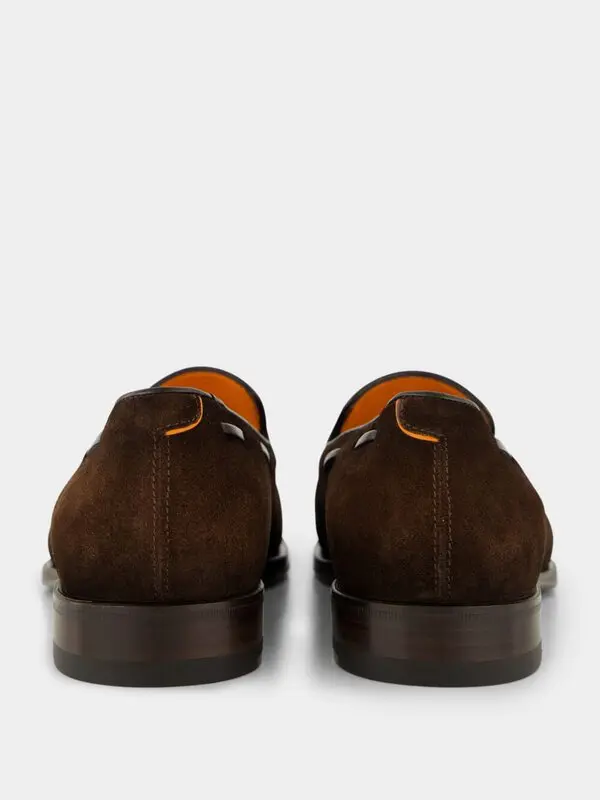 Santoni Suede And Leather Tassel Loafers