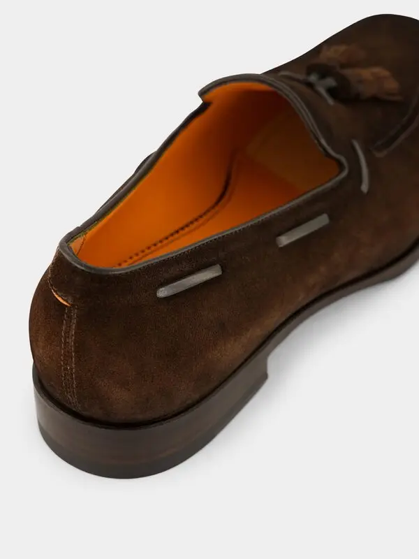 Santoni Suede And Leather Tassel Loafers