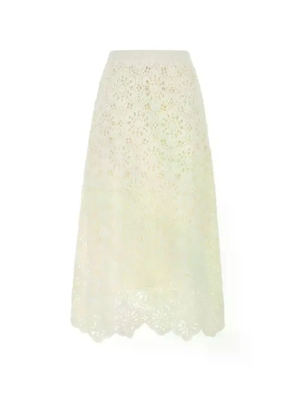 Farm Rio Floral-pattern Crochet Midi Skirt
