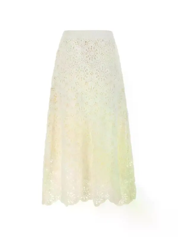 Farm Rio Floral-pattern Crochet Midi Skirt