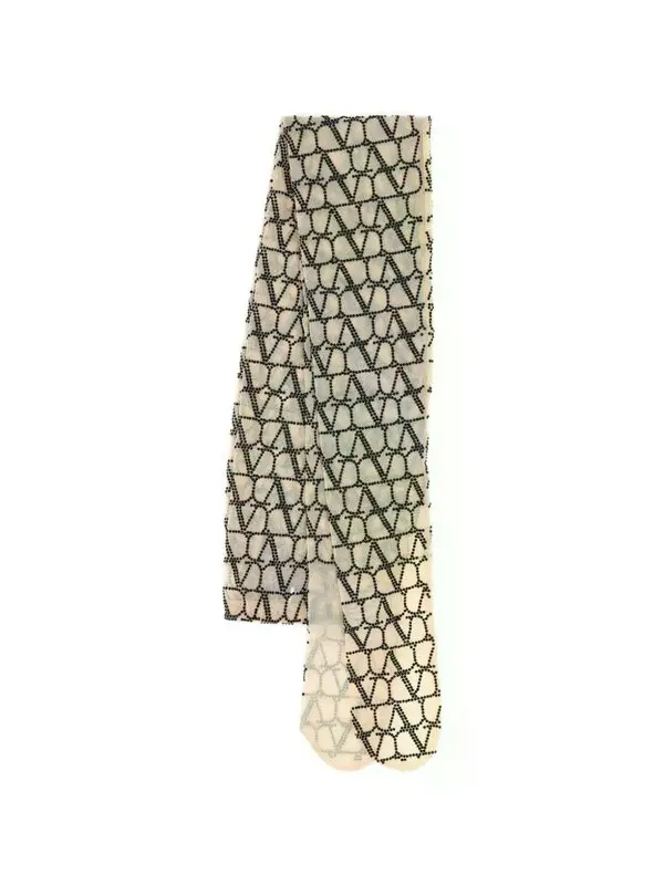 Valentino Garavani Embroidered Patterned Tights - Neutrals