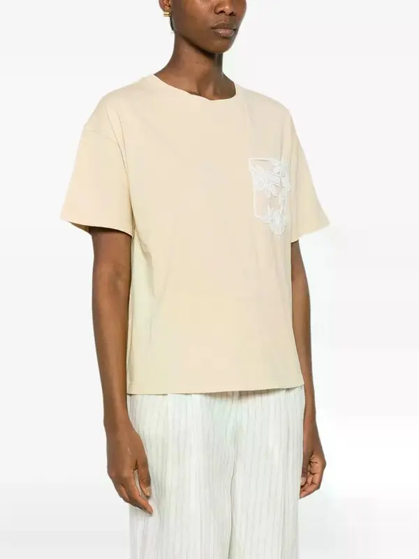 ERMANNO FIRENZE Floral-pocket T-shirt - Neutrals