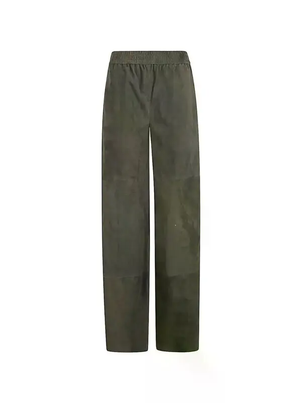 VIA MASINI 80 Elasticated-waist Leather Trousers - Green
