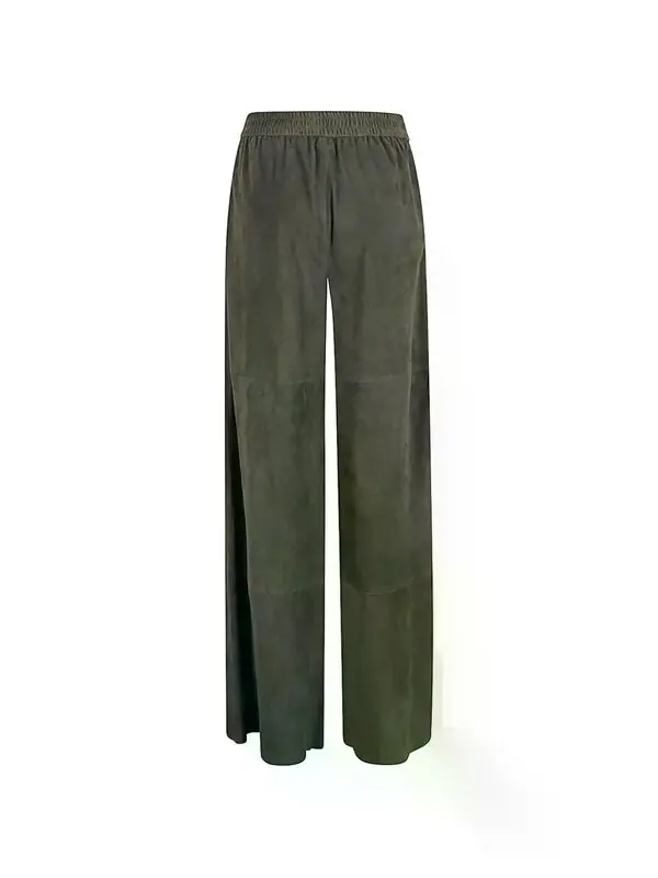VIA MASINI 80 Elasticated-waist Leather Trousers - Green