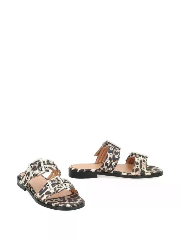 GANNI Animal-print Buckle Sandals