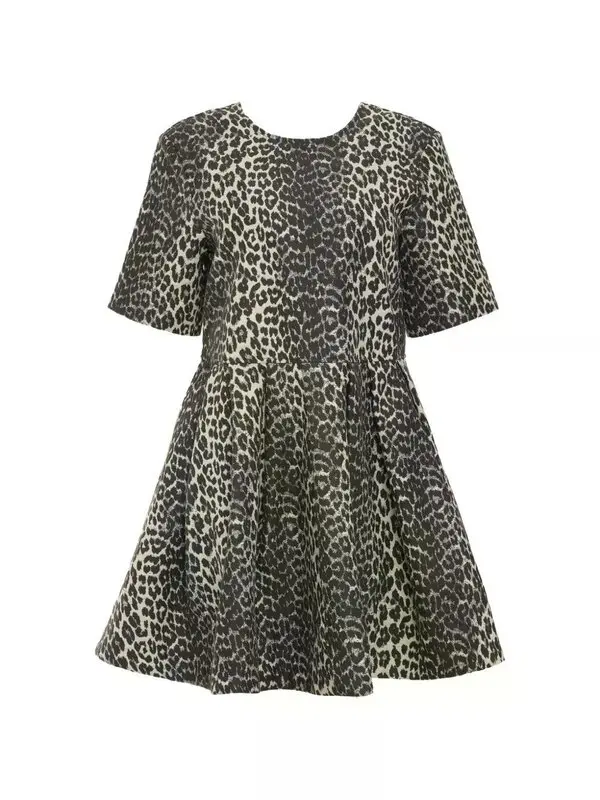 GANNI Buckle Leopard Print Mini Dress